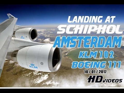 Landing at Amsterdam Schiphol Airport - Flight KLM 702 Boeing 777 Royal ...