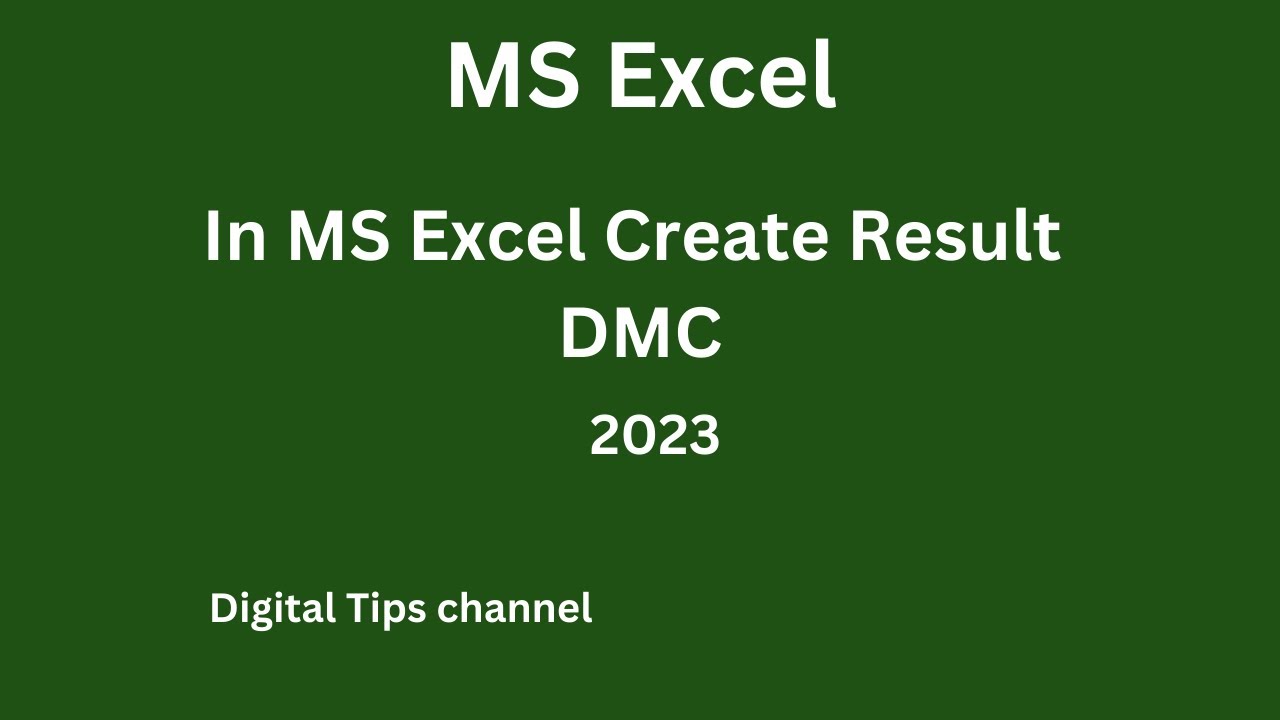 #excel My Video Create DMC with MS Excel Progarm - YouTube