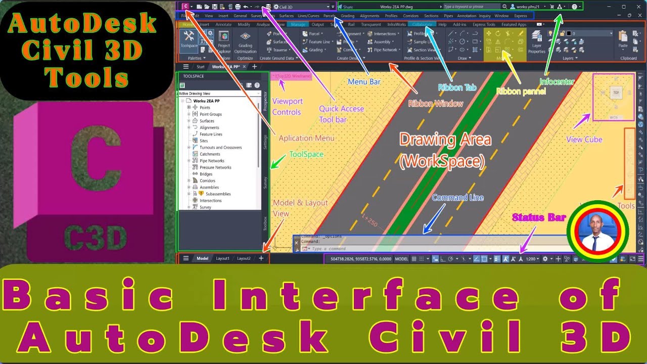 🗺️ ️ Civil 3D Workspace & Tools Tutorial || 🖊️Drafting, 3D Modeling ...