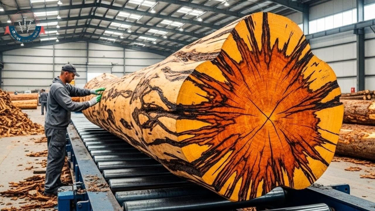 Processing 300-Year-Old Tree Trunks Into Wooden Panels for House ...