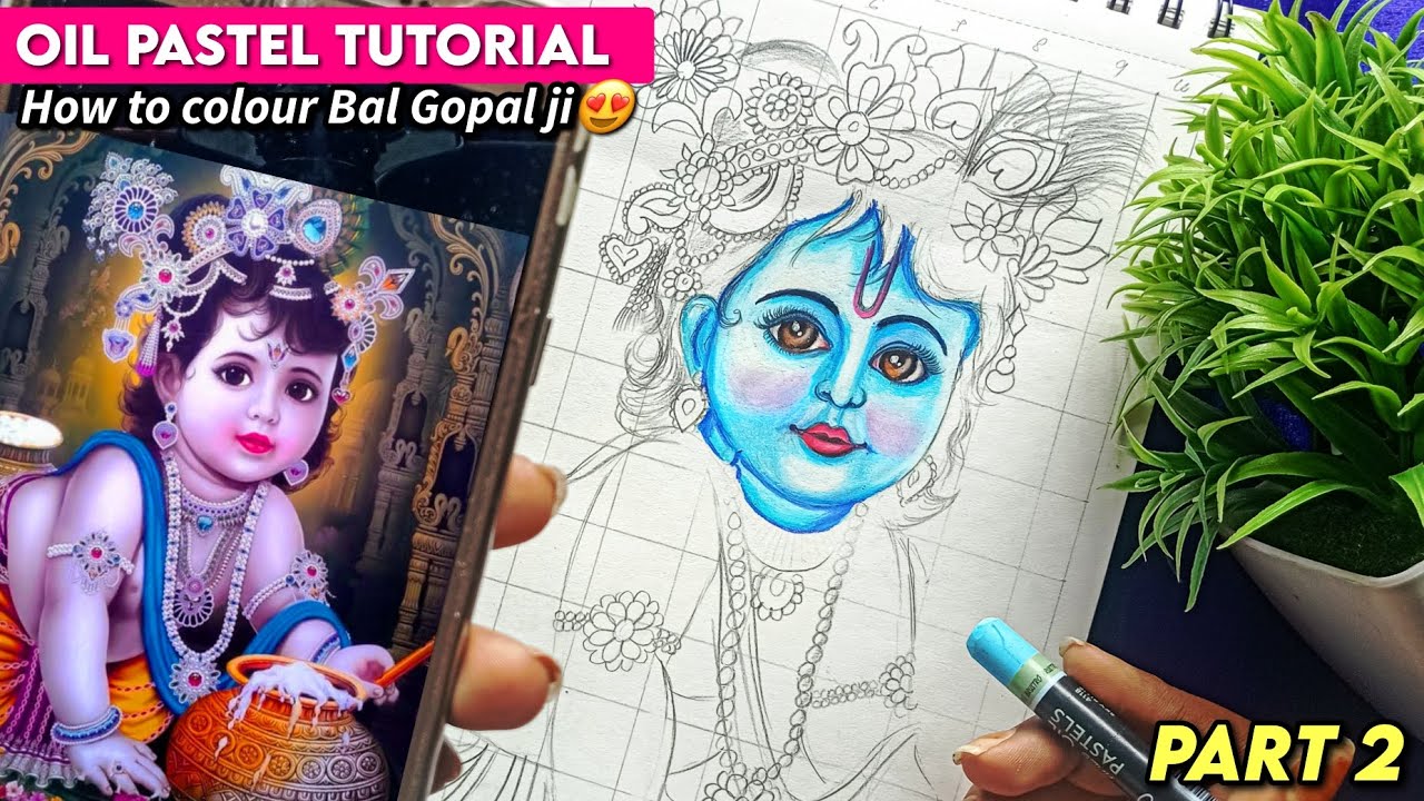 Cute Bal Gopal drawing😍, Little Krishna drawing, The Arts Cafe - YouTube
