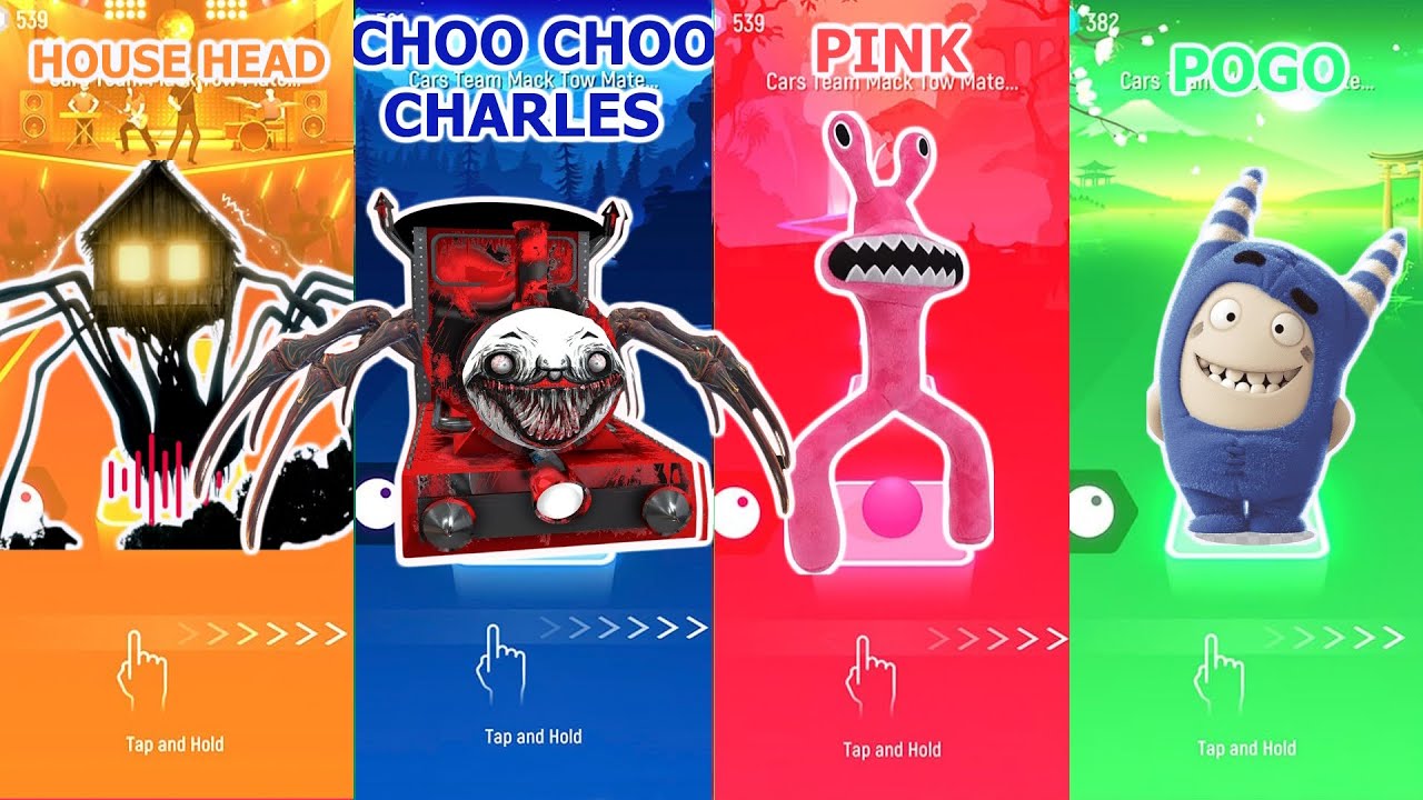 Roblox characters and Oddbods play Tiles Hop | House Head vs Choo Choo ...