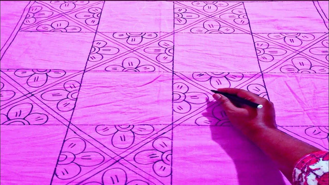 নকশী কাথার ডিজাইন আঁকা নতুন | Nokshi kathar design simple - YouTube