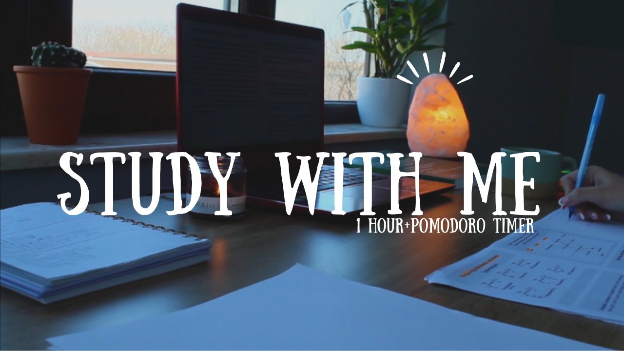 1-HOUR STUDY WITH ME on sunny day🌞🌳/ pomodoro timer / relaxing piano ...