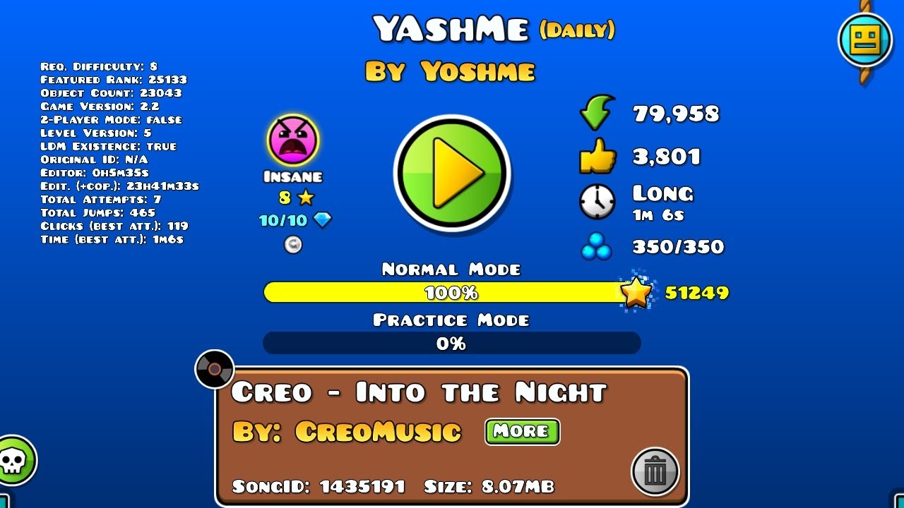 YAshMe by Yoshme 100% with one coin Geometry Dash Daily Level. - YouTube