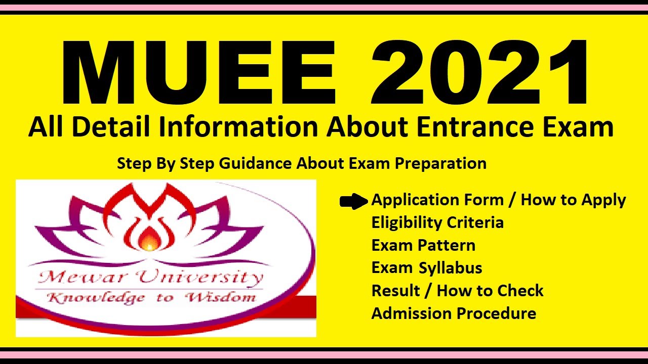 MUEE 2021 - Notification, Dates, Application, Eligibility, Admit Card ...