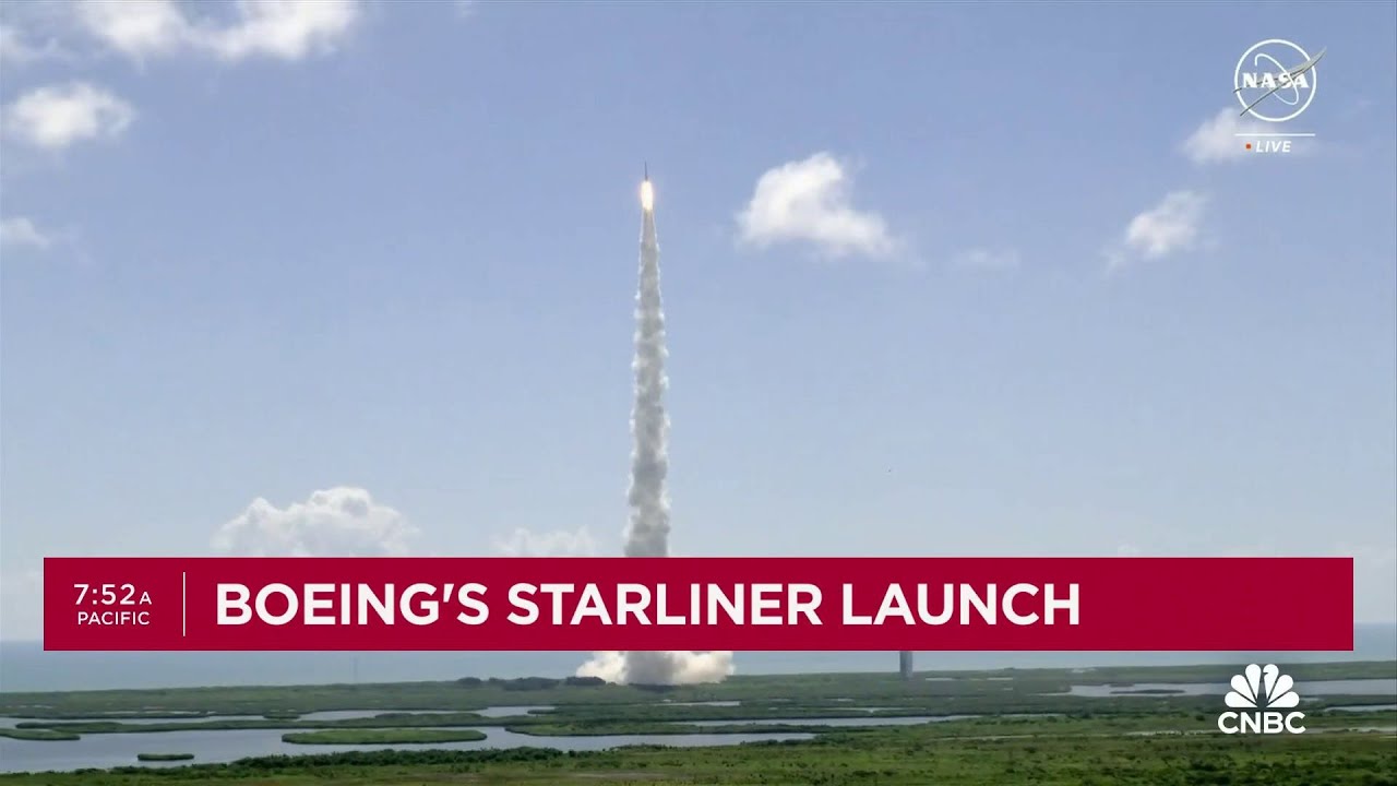 Boeing launches its first Starliner flight with astronauts - YouTube