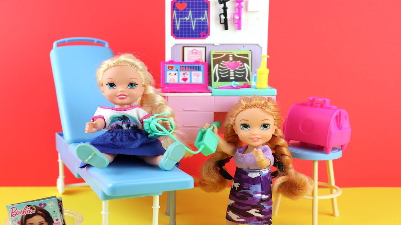 Elsia Fakes Stomach Ache - Elsa and Anna Toddlers - Barbie gives Flu ...