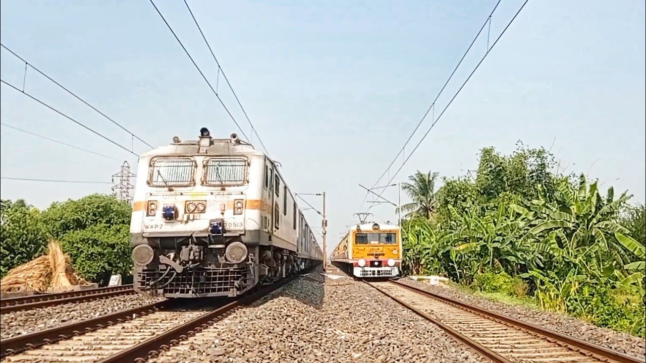 TRAIN RACE:Duronto Express v Local Train & Crossing Wag-9 Goods Train ...