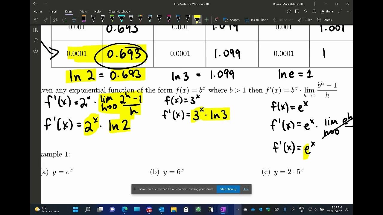 MCV4U 5.3 Derivatives of Exponential Functions - YouTube