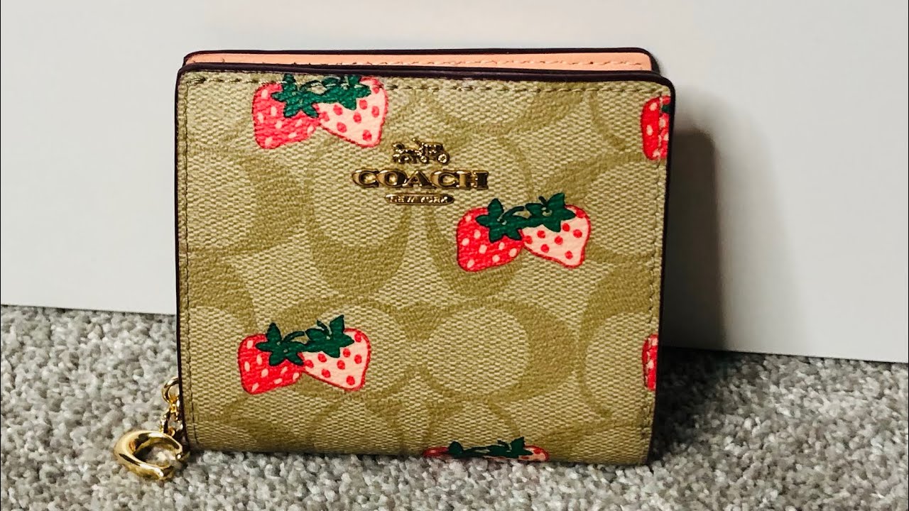 COACH Snap Wallet In Signature Canvas in Strawberry Print # ...