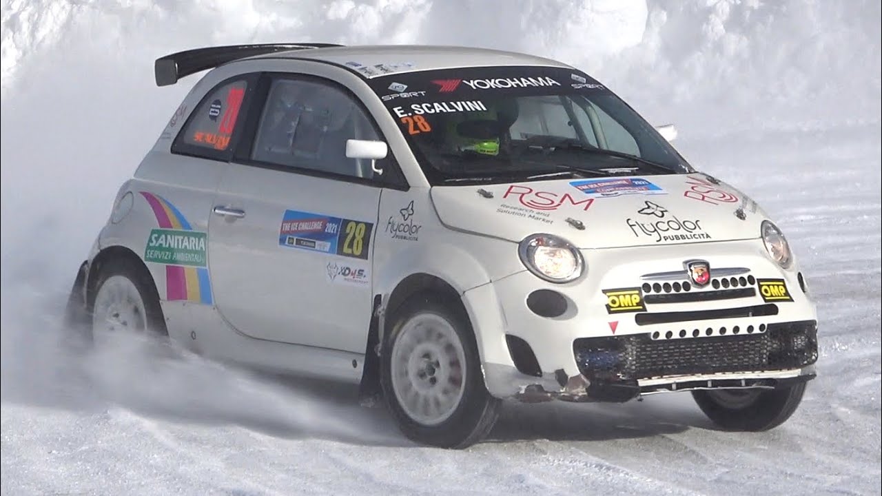 Fiat 500 Abarth 4x4 Proto racing on SNOW! - Turbo Sounds and Action at ...