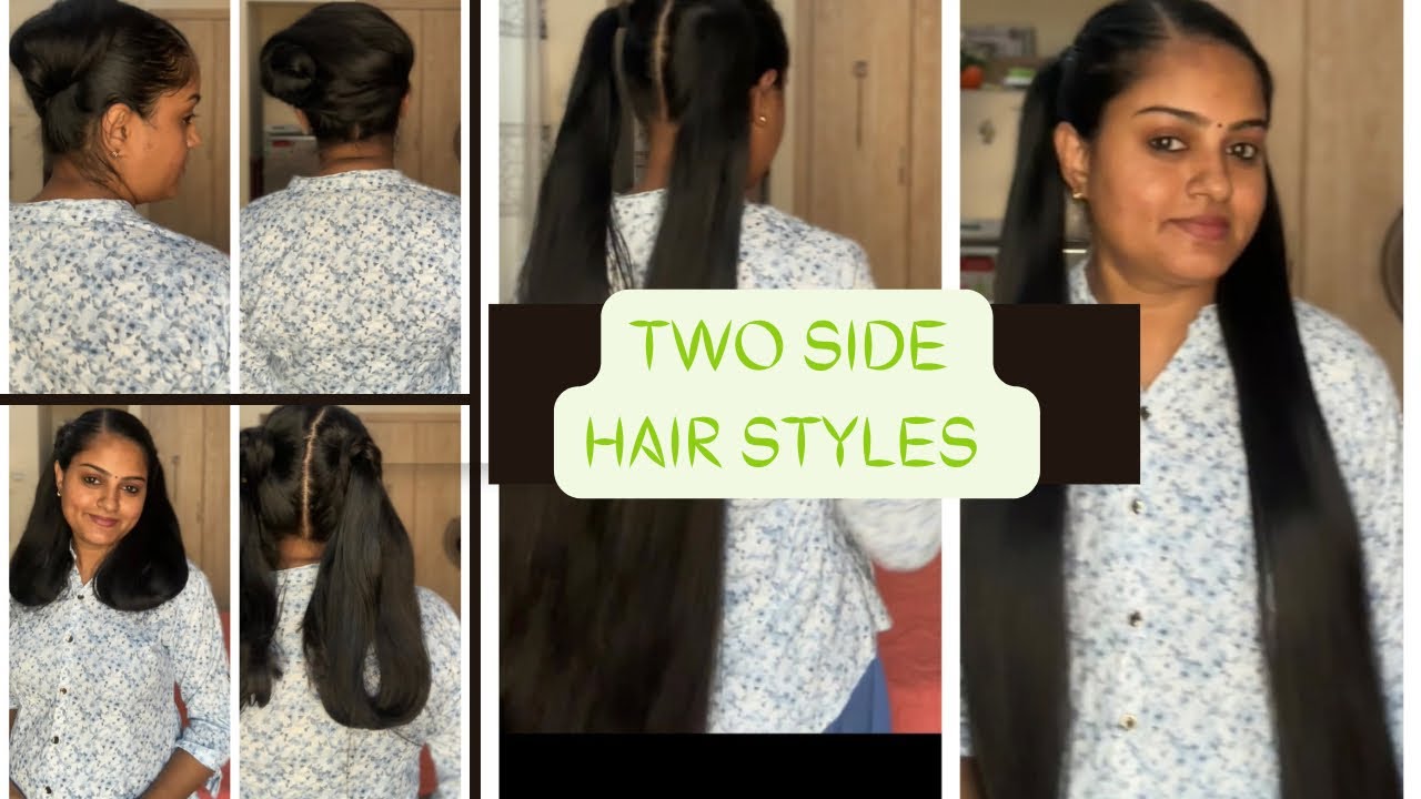 Two side hairstyles- ponystyle and bun..🌼🌼🌺🌺 #ponystyle #hairbun # ...
