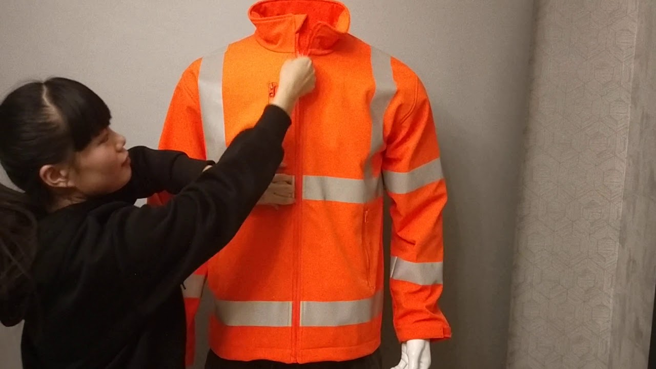 Reflective safety fluorescent orange jacket - YouTube
