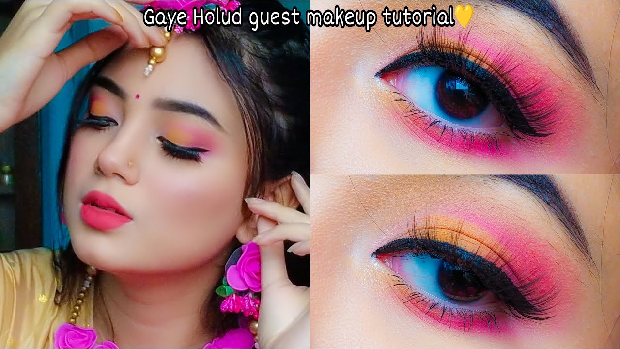 Gaye Holud Guest Makeup Tutorial (BANGLA) || Wedding Guest Makeup ...