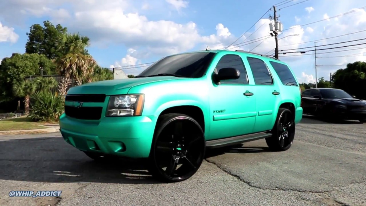 WhipAddict: Matte Emerald Wrapped 07' Chevrolet Tahoe on Blacked Out ...