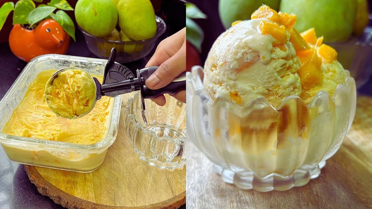 4 Ingredient Mango Ice Cream Recipe ||Homemade Mango Ice Cream||Mango ...