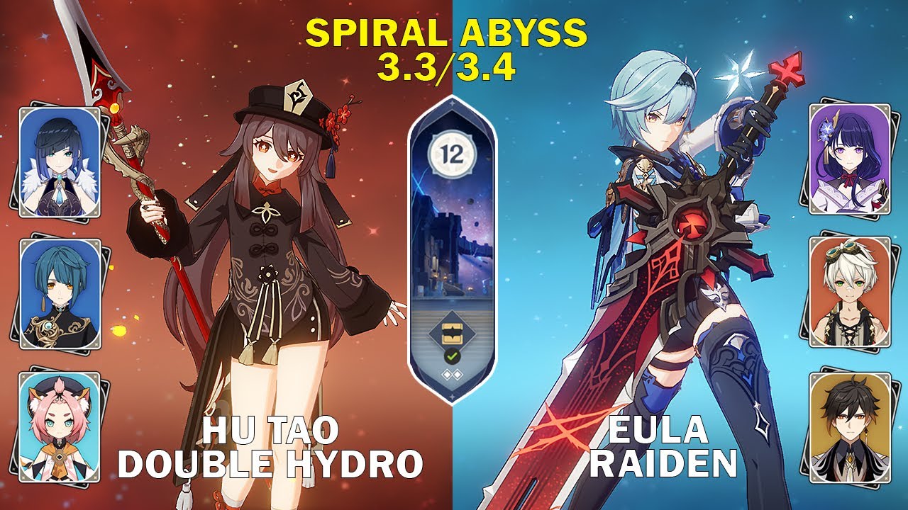 Hu Tao Double Hydro & Eula Raiden | Genshin Impact 3.3/3.4 Spiral Abyss Floor 12 - YouTube