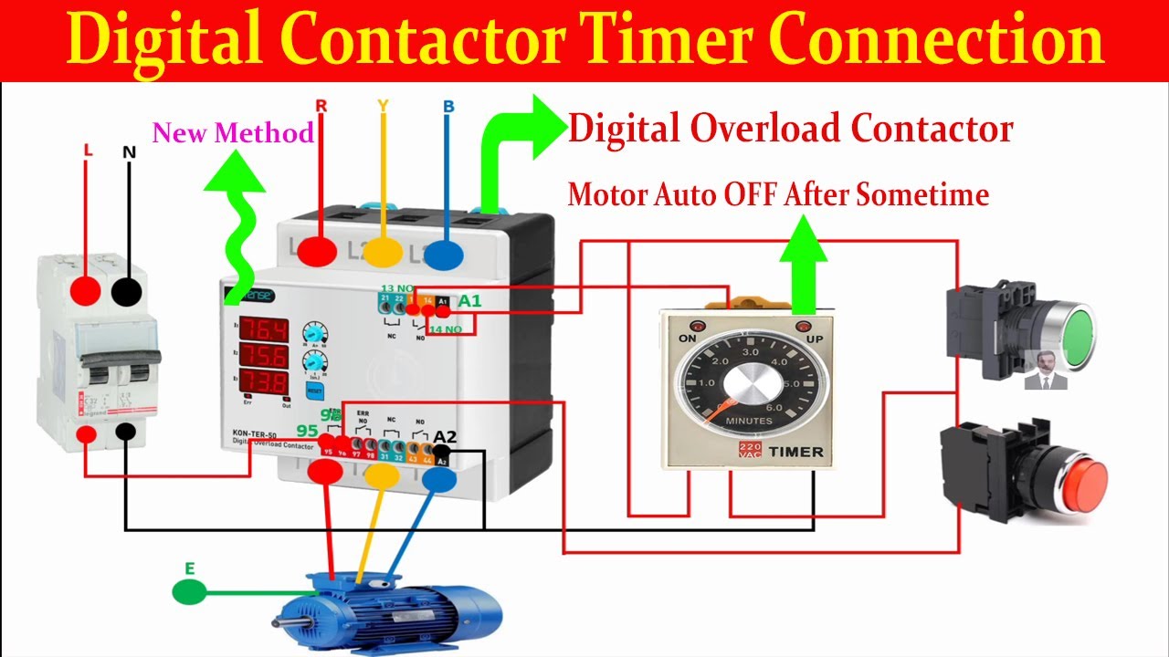 Digital Overload Contactor with Timer Wiring Connection Diagram | Tense ...