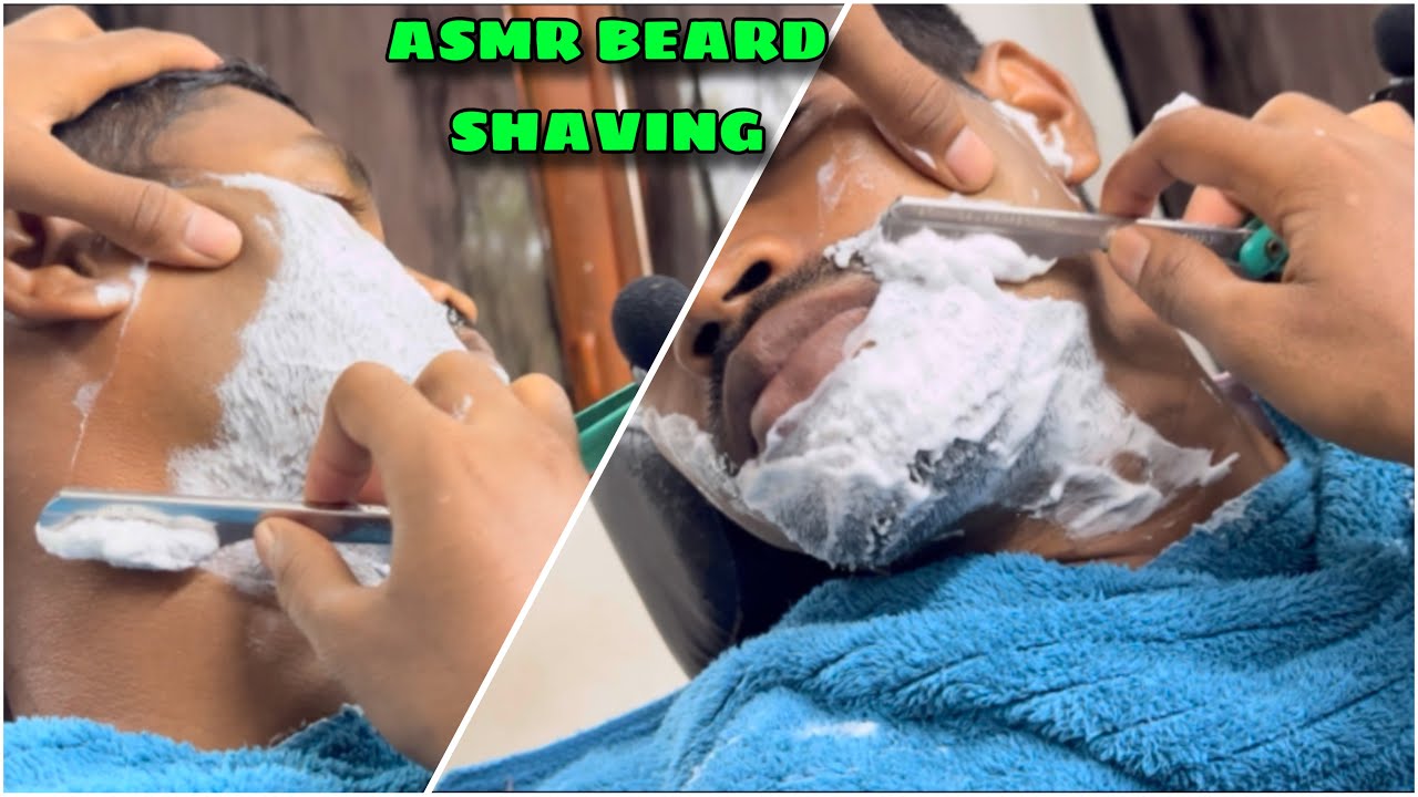 ASMR BEARD SHAVING STRAIGHT RAZOR TUTORIAL BOY BARBER - YouTube