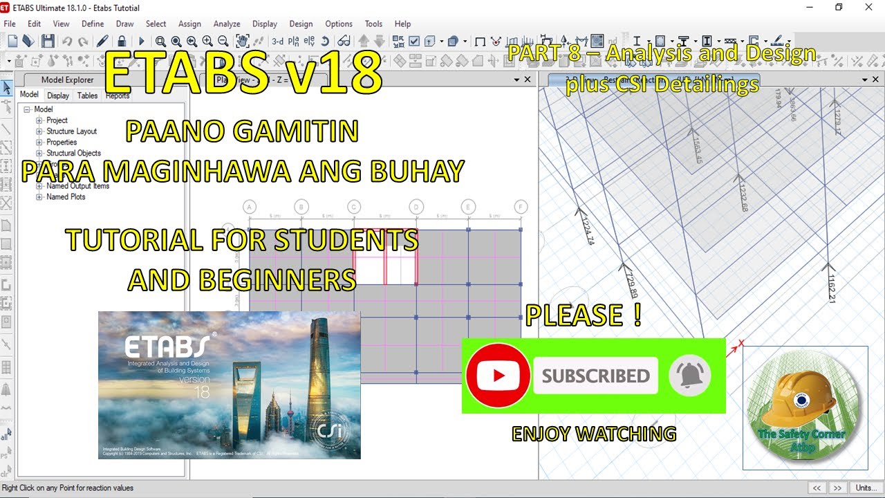 Part 8 - Analysis and Design plus CSI Details V18 Tutorial - ETABS v18 ...