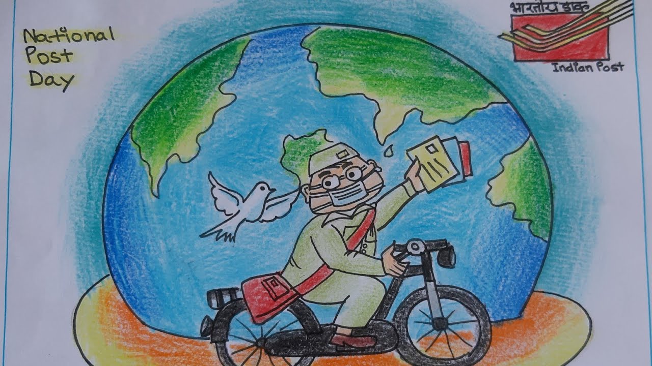 National Post Day Drawing | World Post Office Day Drawing | Post For ...