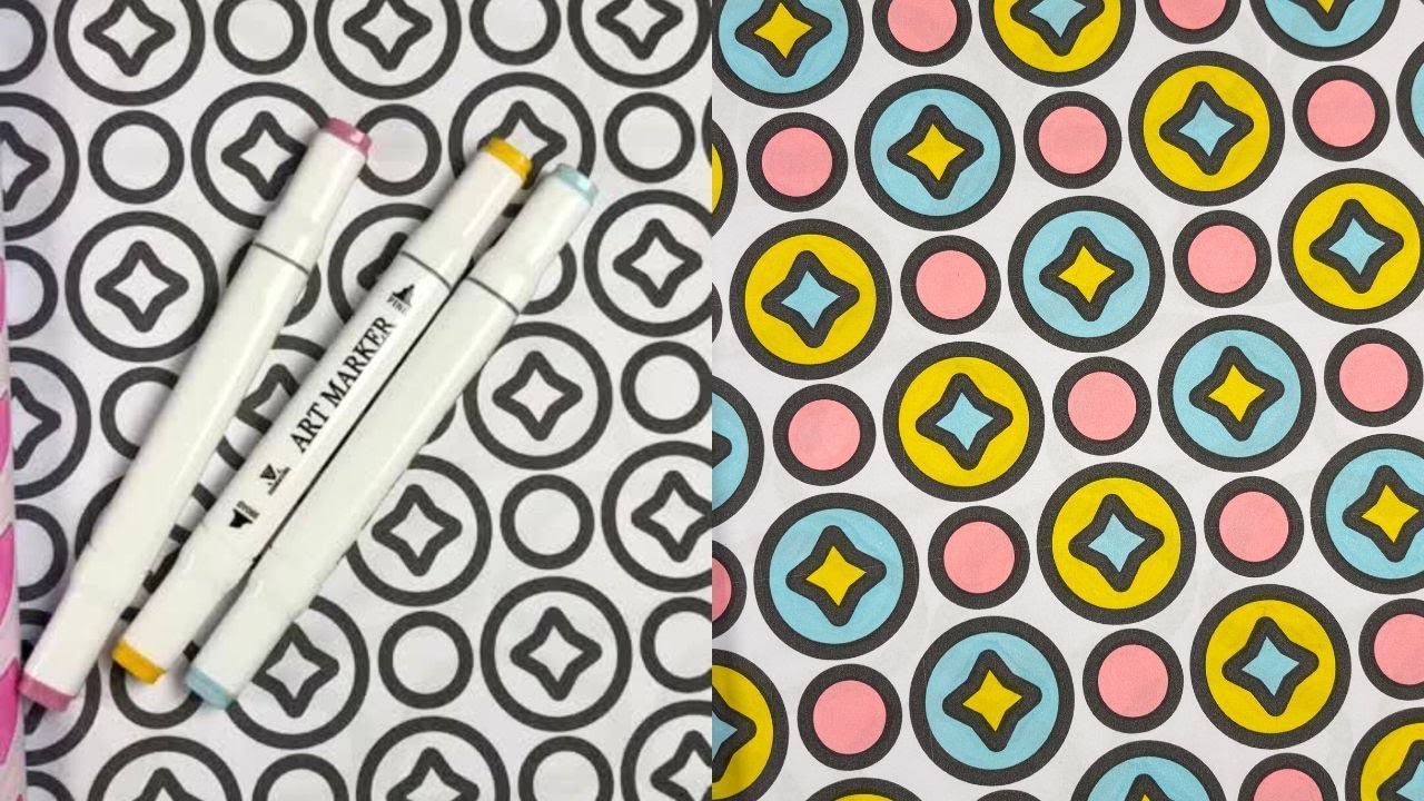 ASMR Pattern Coloring Page with Art Markers | Relaxing Video no Talking ...