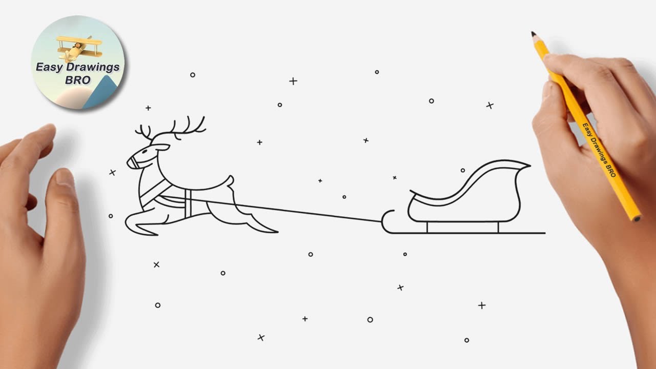 How to draw a flying reindeer with a sleight | Easy Drawings BRO ...