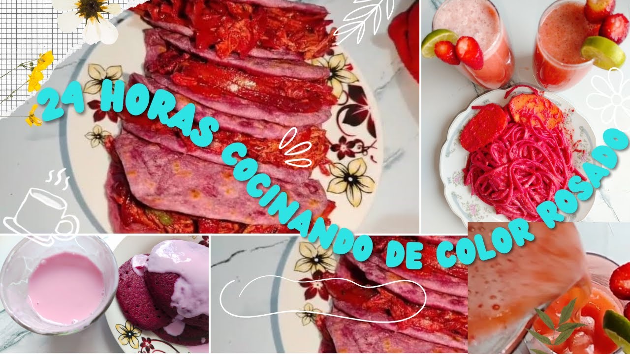 DESAFÍO DE COMIDA COLOR ROSA - YouTube