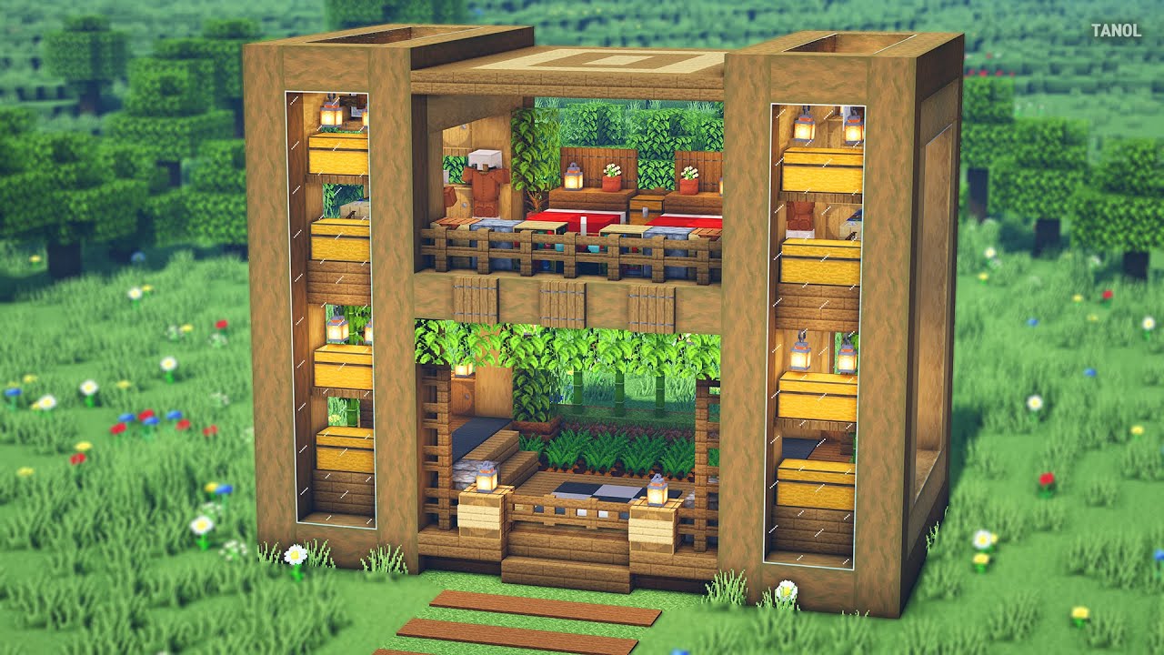 ⚒️ Minecraft | How To Build a Wooden Modern House for Two - YouTube