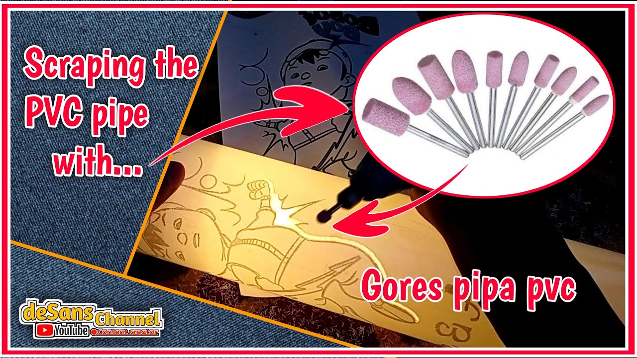 Learn to scrape a PVC pipe with a pink drill bit || belajar menggores ...