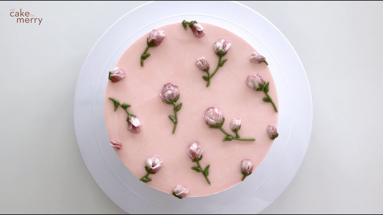 Buttercream Flower Bud Cake - YouTube
