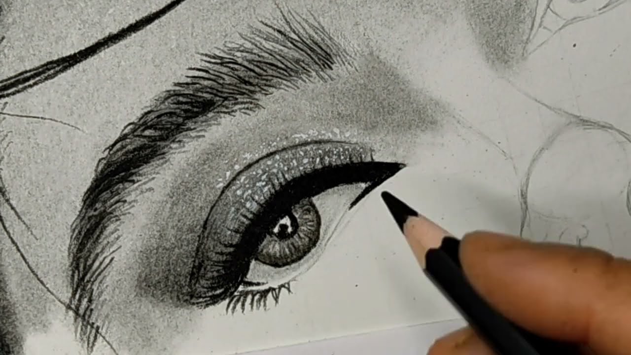 Easy Beautiful Girl Sketch Tutorial | Smoky Eye Look Drawing - YouTube