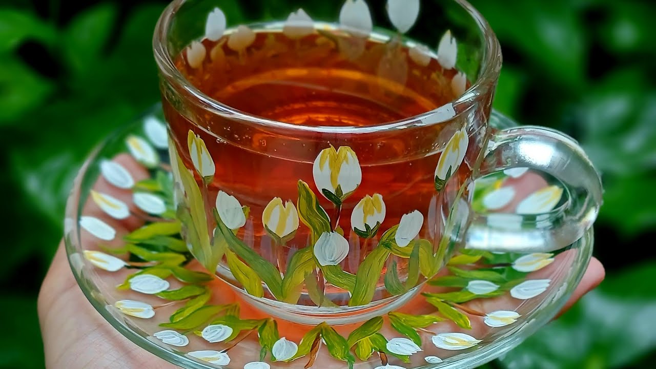 How to paint on a tea cup/ Acrylic painting on glass/ Glass painting ...