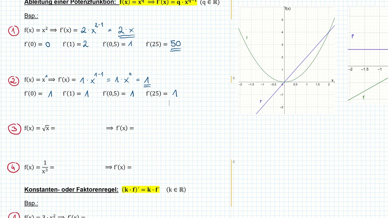 Ableitungsregeln 2: Potenzfunktion, Summenregel - YouTube