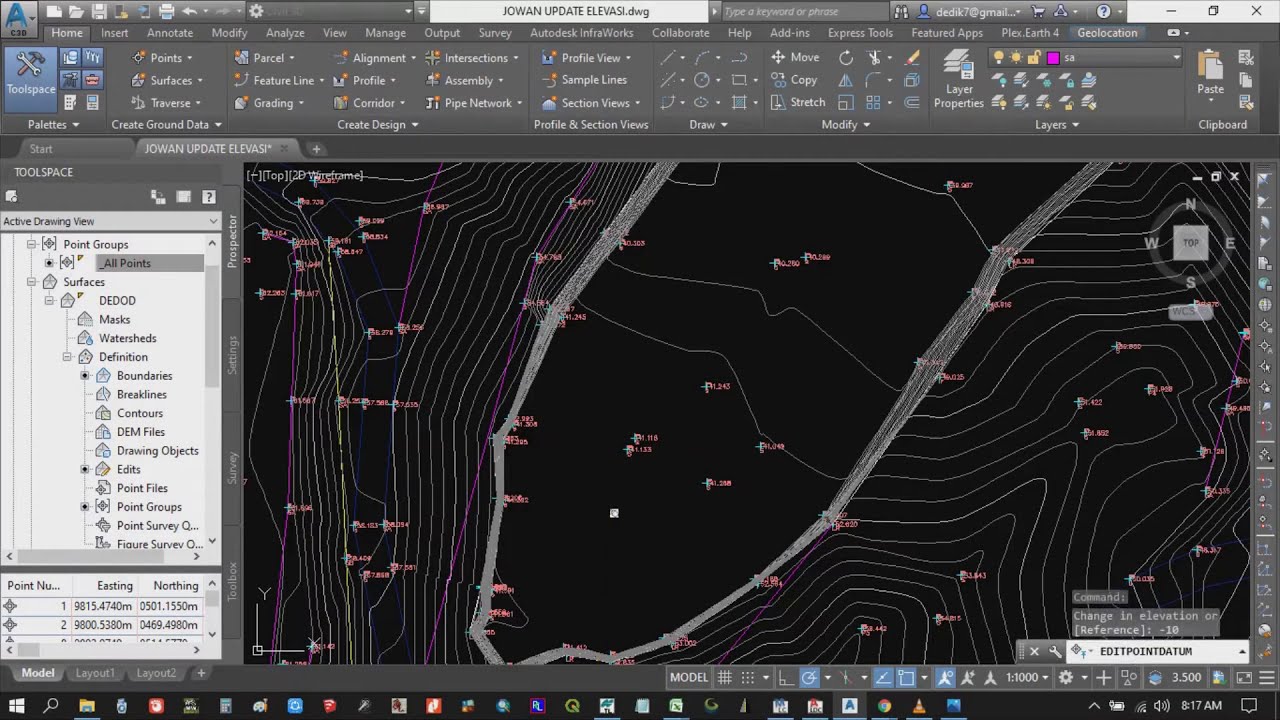 EDIT ELEVASI SEMUA POINT SECARA BERSAMAAN DI AutoCad Civil 3D - YouTube