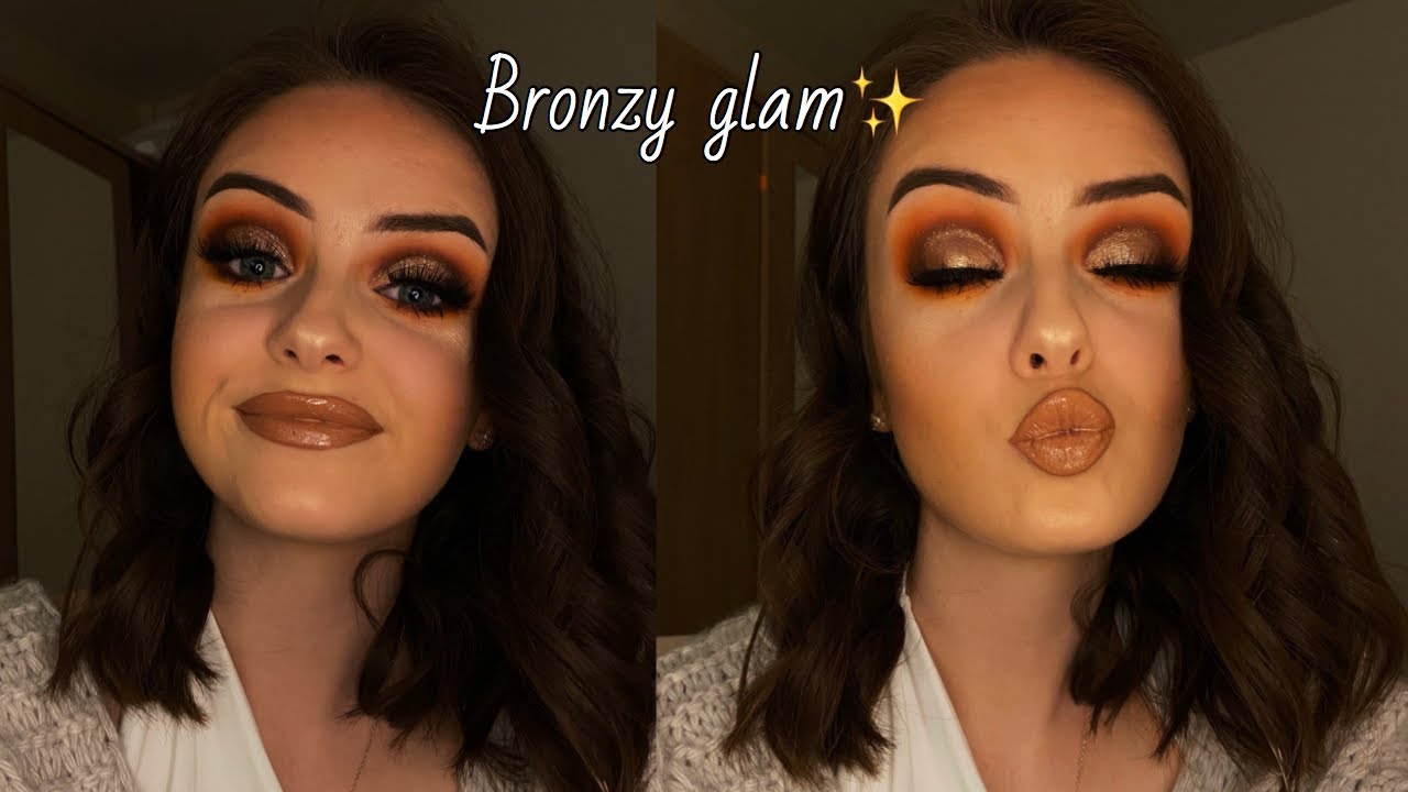 Bronzy glam makeup look - YouTube