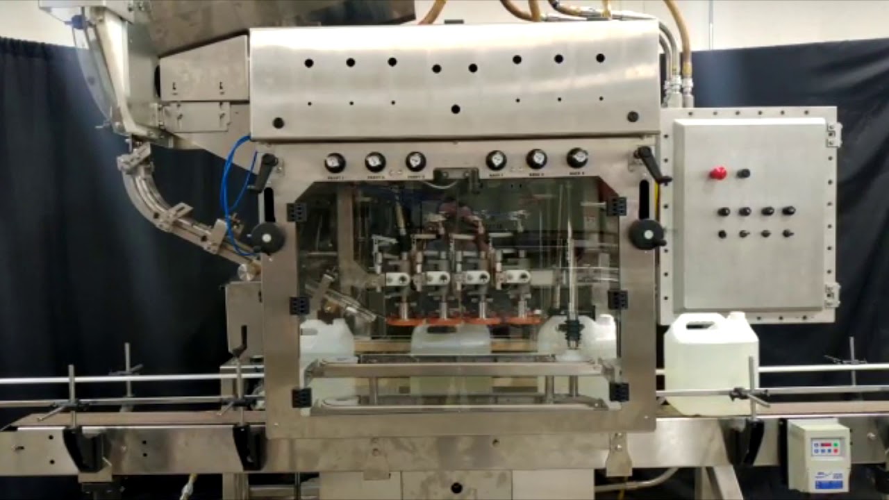 Inline capper explosion proof galon container by ACASI Machinery - YouTube