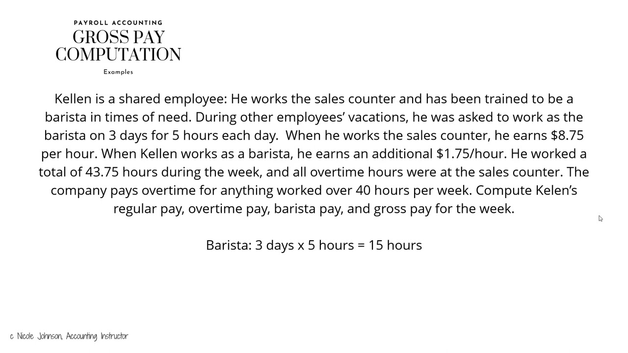 Payroll Accounting | Gross Pay Computation Examples - YouTube