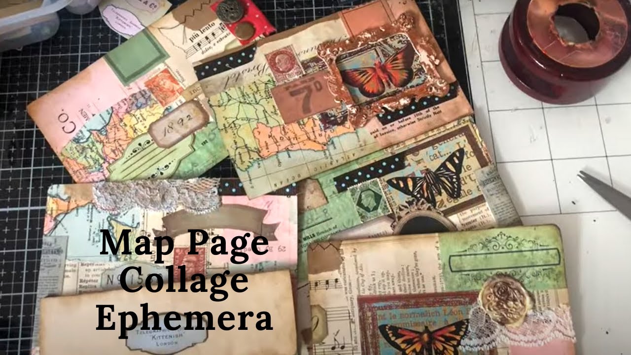 Map Page Collage Master Board Ephemera & Journal Cards - YouTube