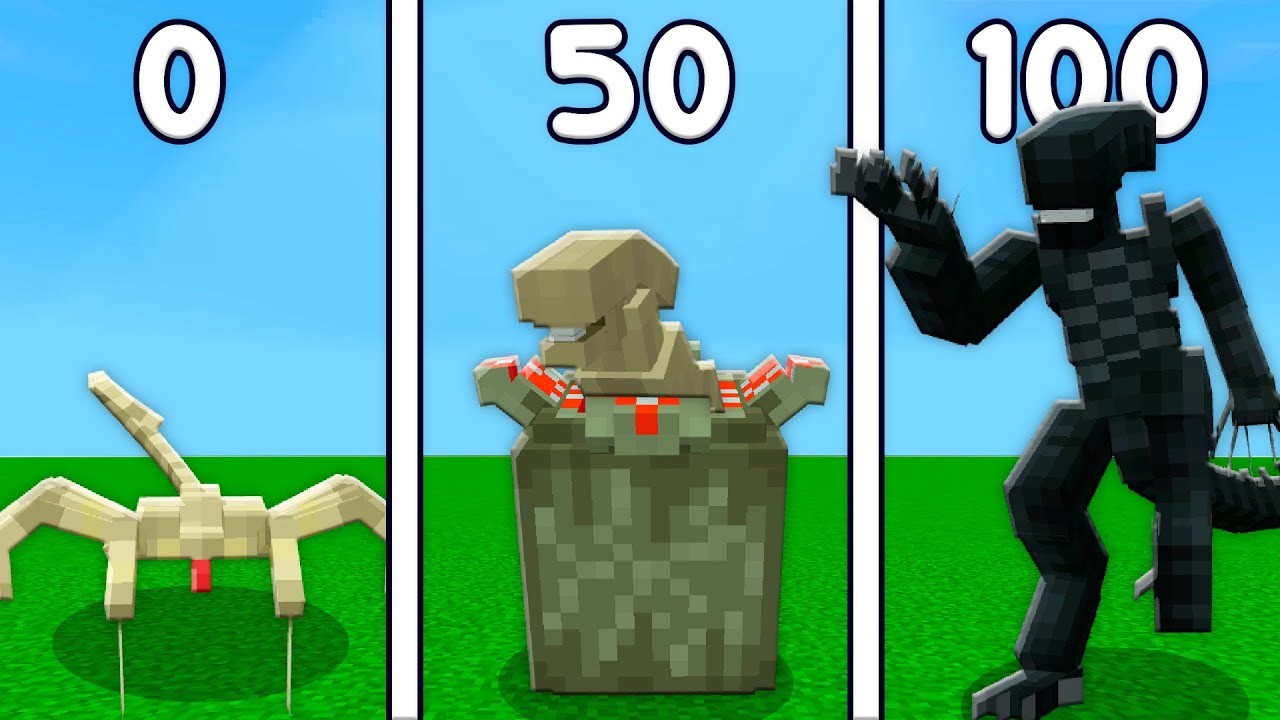EVOLUÇÃO DO ALIEN XENOMORPH NO MINECRAFT - YouTube