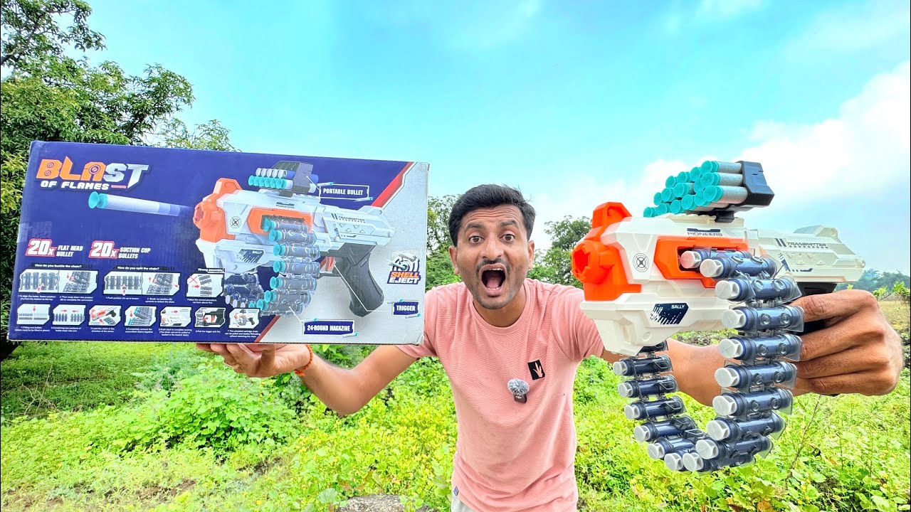 40 Bullets High Speed Blast of Flames Gun Unboxing - JMV TOYS - YouTube
