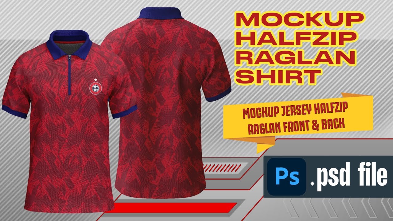 Halfzip Polo Collar Raglan Shirt Jersey | Free Download Mockup Front ...