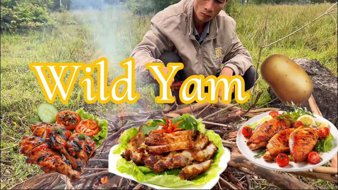 Primitive Cooking: Roasting Wild Yams in the Wild - YouTube