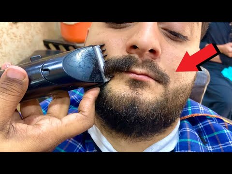 Mustache Gone ! 😭 ASMR Amazing Beard Shave and Mustache Trim with ...