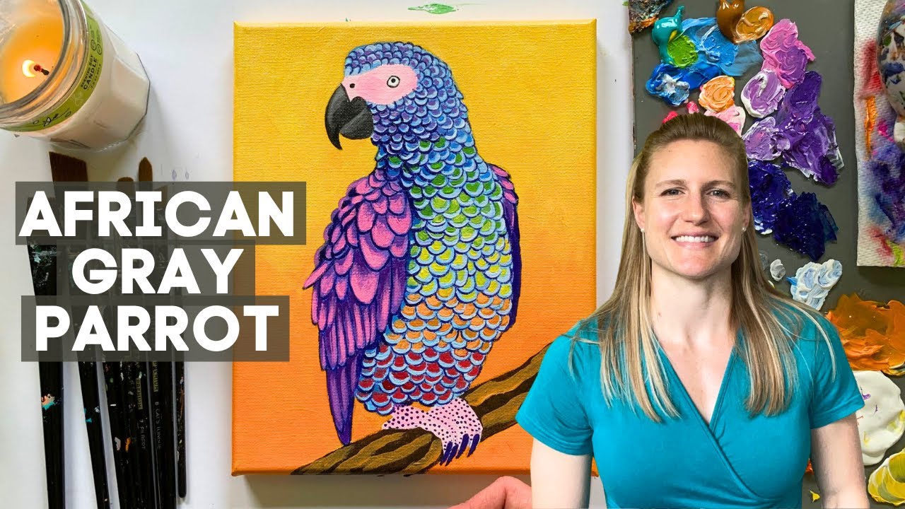 Easy Parrot Painting 🌈 (Step-by-Step) for Beginners | Reduce Stress ...