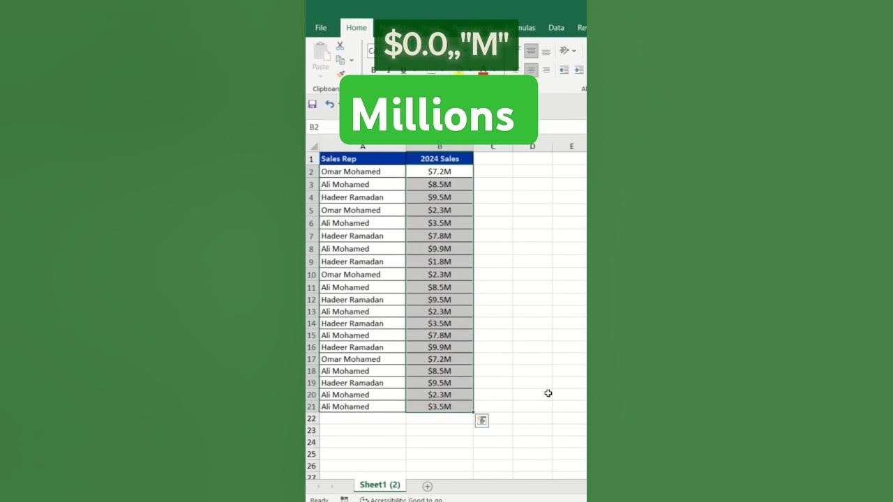 Convert large numbers into millions in seconds | #microsoftoffice #excel# #shorts #spreadsheet ...