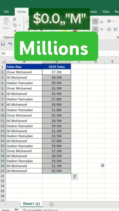 Convert large numbers into millions in seconds | #microsoftoffice #excel# #shorts #spreadsheet ...