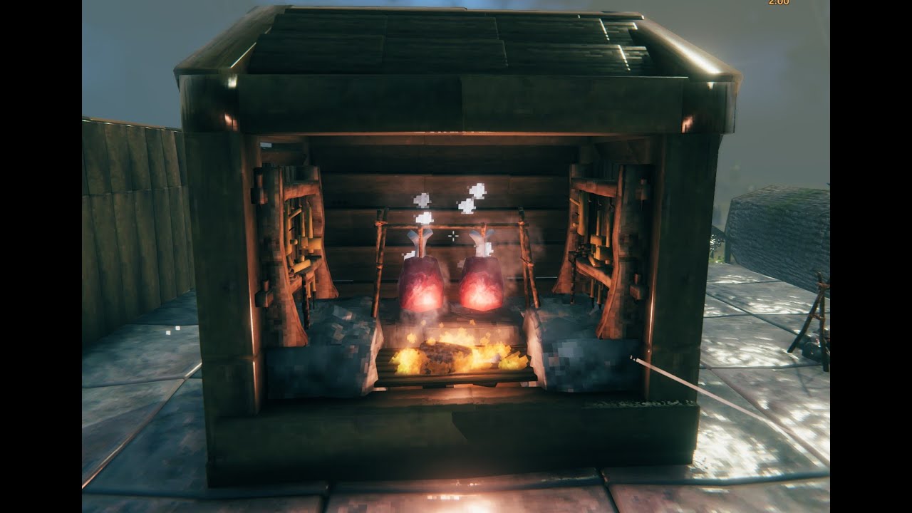 Valheim Building a Grill and fiery potions (decorating) - YouTube