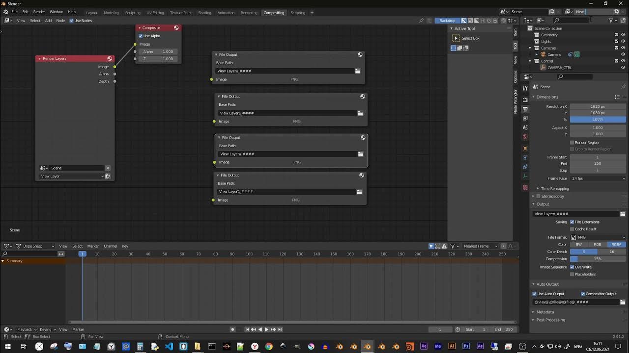 Blender. Autooutput add-on. Compositor output nodes support - YouTube